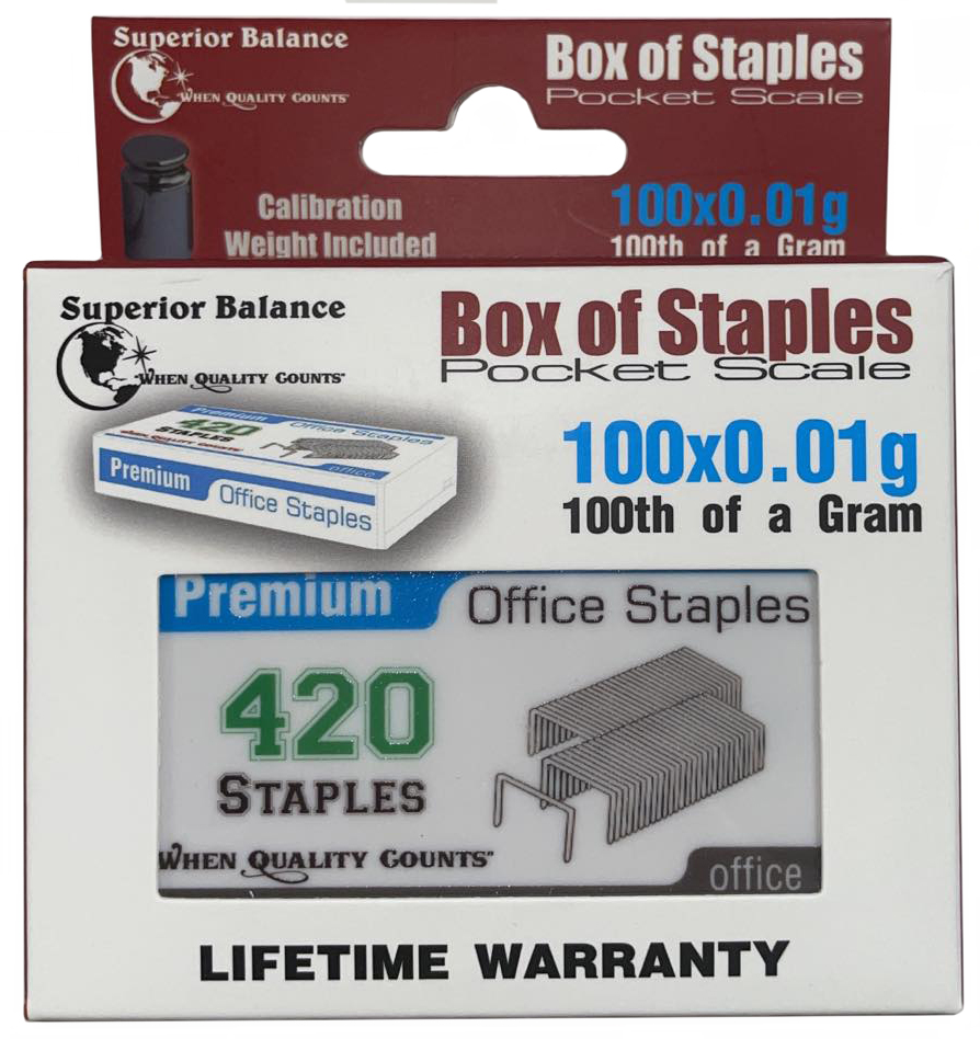 Box of Staples Scale 100g x 0.01 (Calibration Weight Included ...